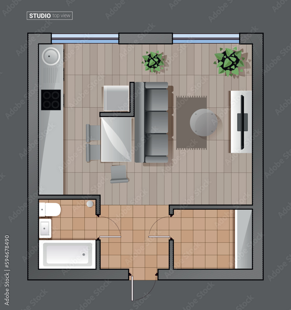 Apartment floor plan. Top view flat vector illustration. Interior ...