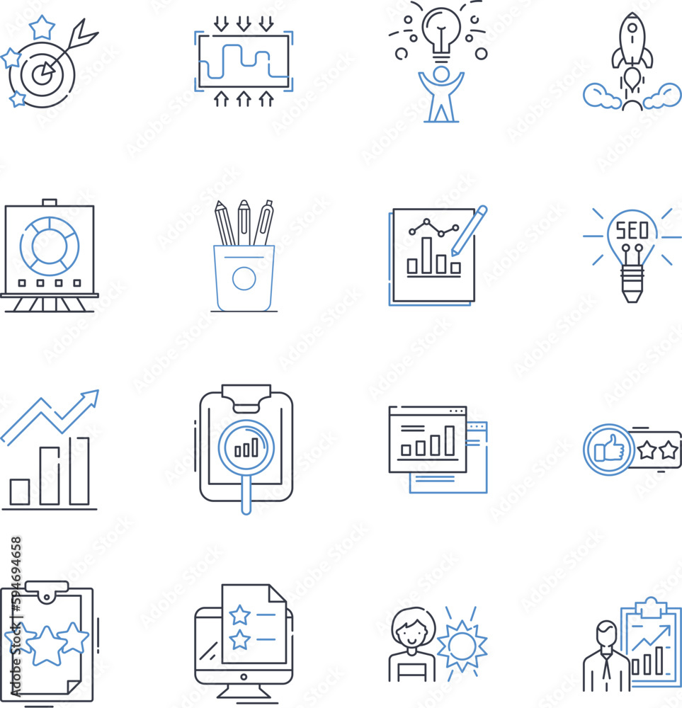 Market research line icons collection. Survey, Insights, Data ...