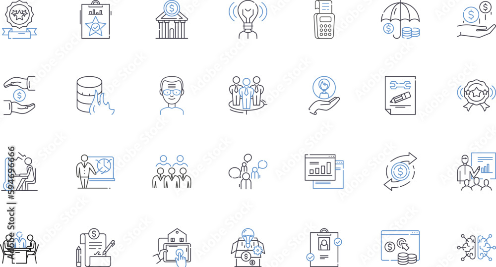 Fiscal management line icons collection. Budgeting, Forecasting ...