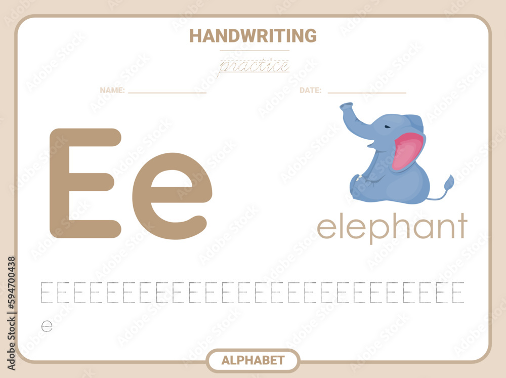 Alphabet tracing practice Letter E. Tracing practice worksheet ...