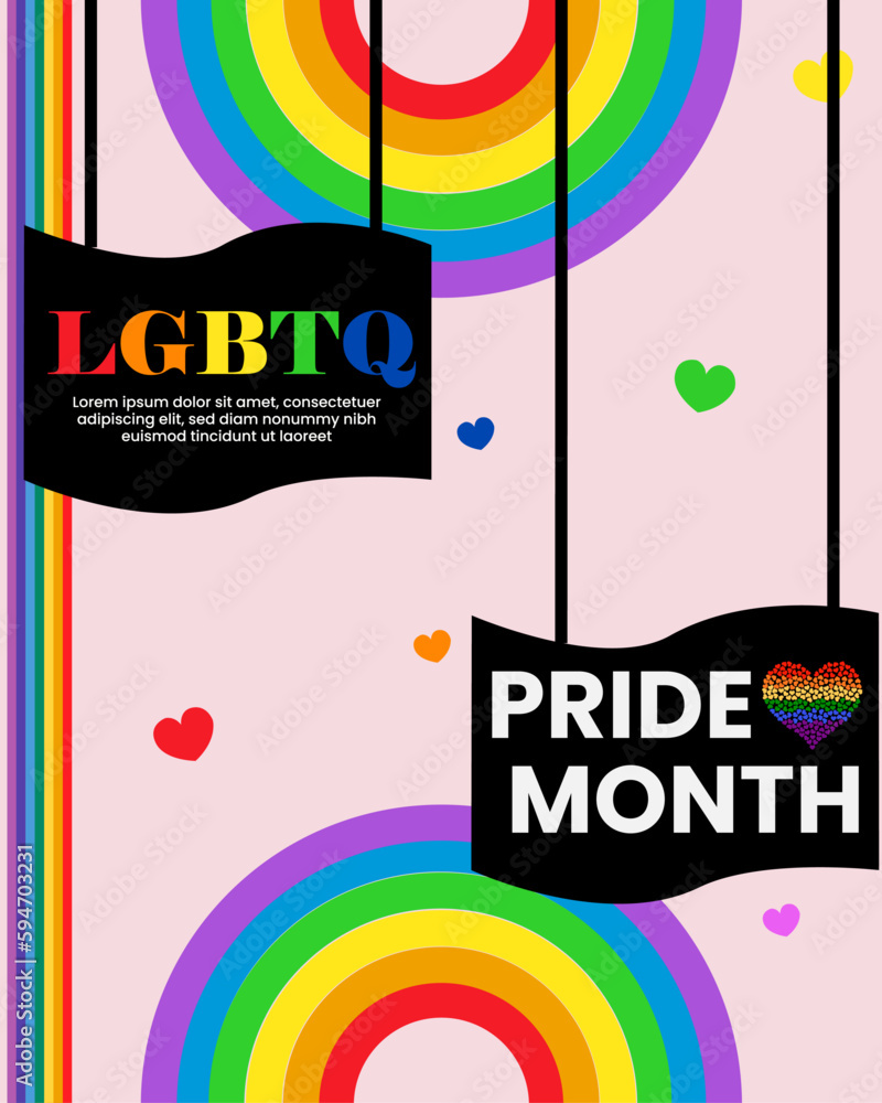 LGBTQ Pride Month Light Red Background Rainbow With Dropdown Flag, Love ...