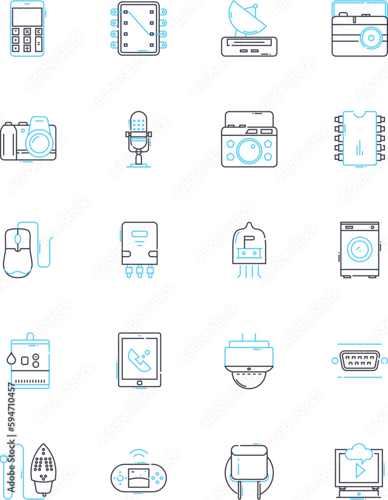 Image vectorielle Stock Mechanized orchestration linear icons set ...