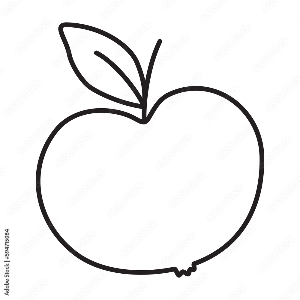 Apple hand drawn with thin line. Png clipart isolated on transparent ...