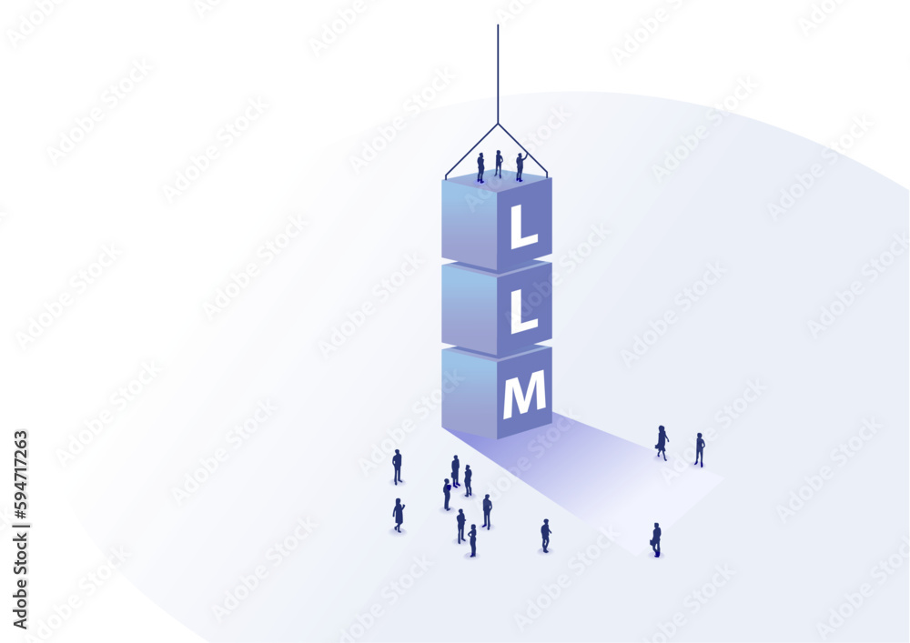 Large Language Model LLM development concept. Vector illustration of ...