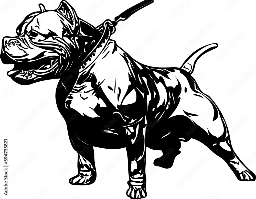 Vector de Stock Bull Dog Vector Illustration, American Bully Dog Line ...