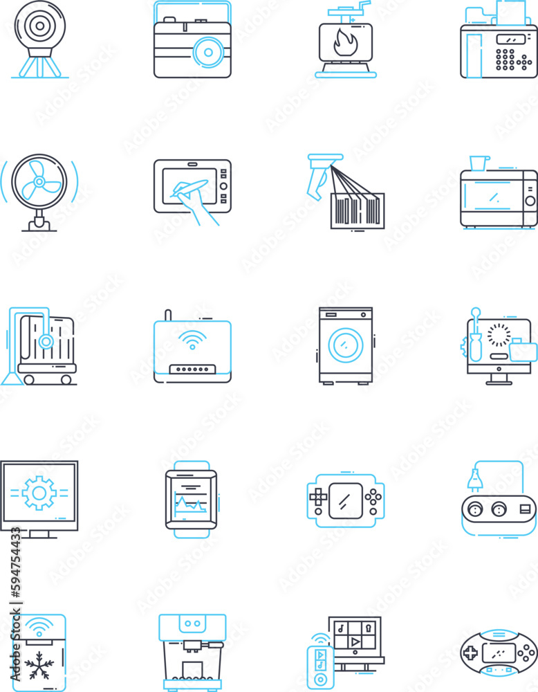 Artificial System Linear Icons Set Automation Robotics Algorithms Machine Learning