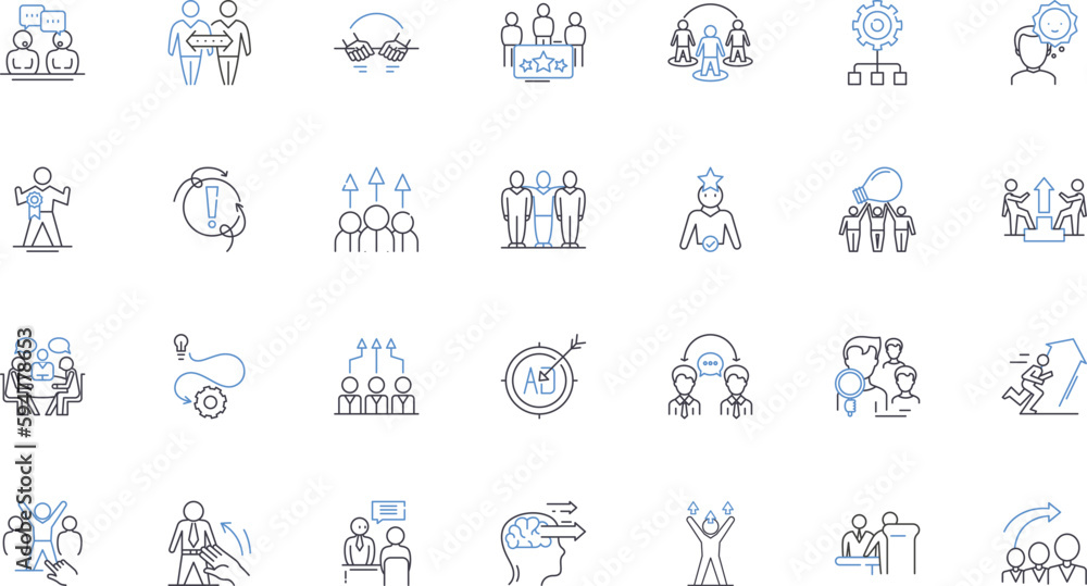 Employee guidance line icons collection. Mentorship, Coaching ...