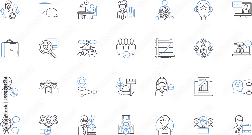 Work protocol line icons collection. Efficiency, Guidelines, Standards, Directions, Procedures ...
