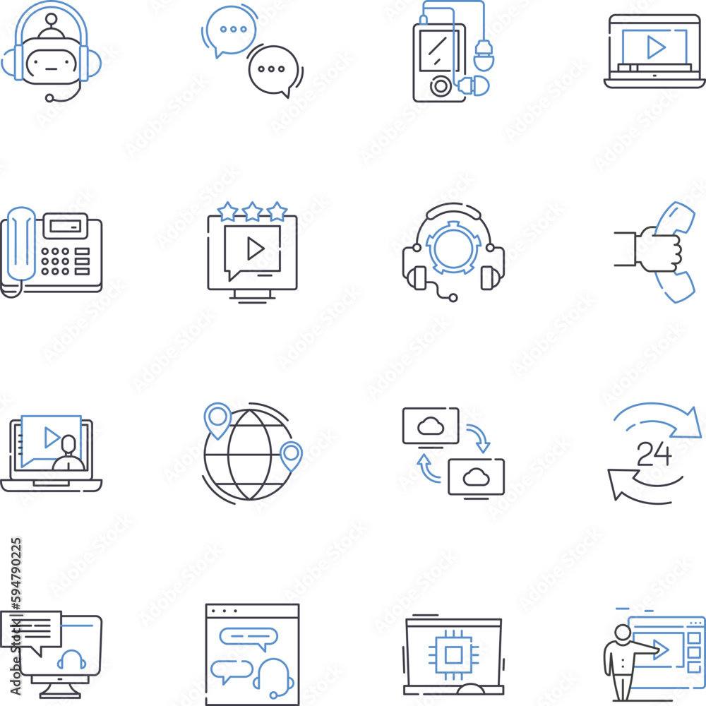 Satellite communication line icons collection. Orbital, Transponder ...
