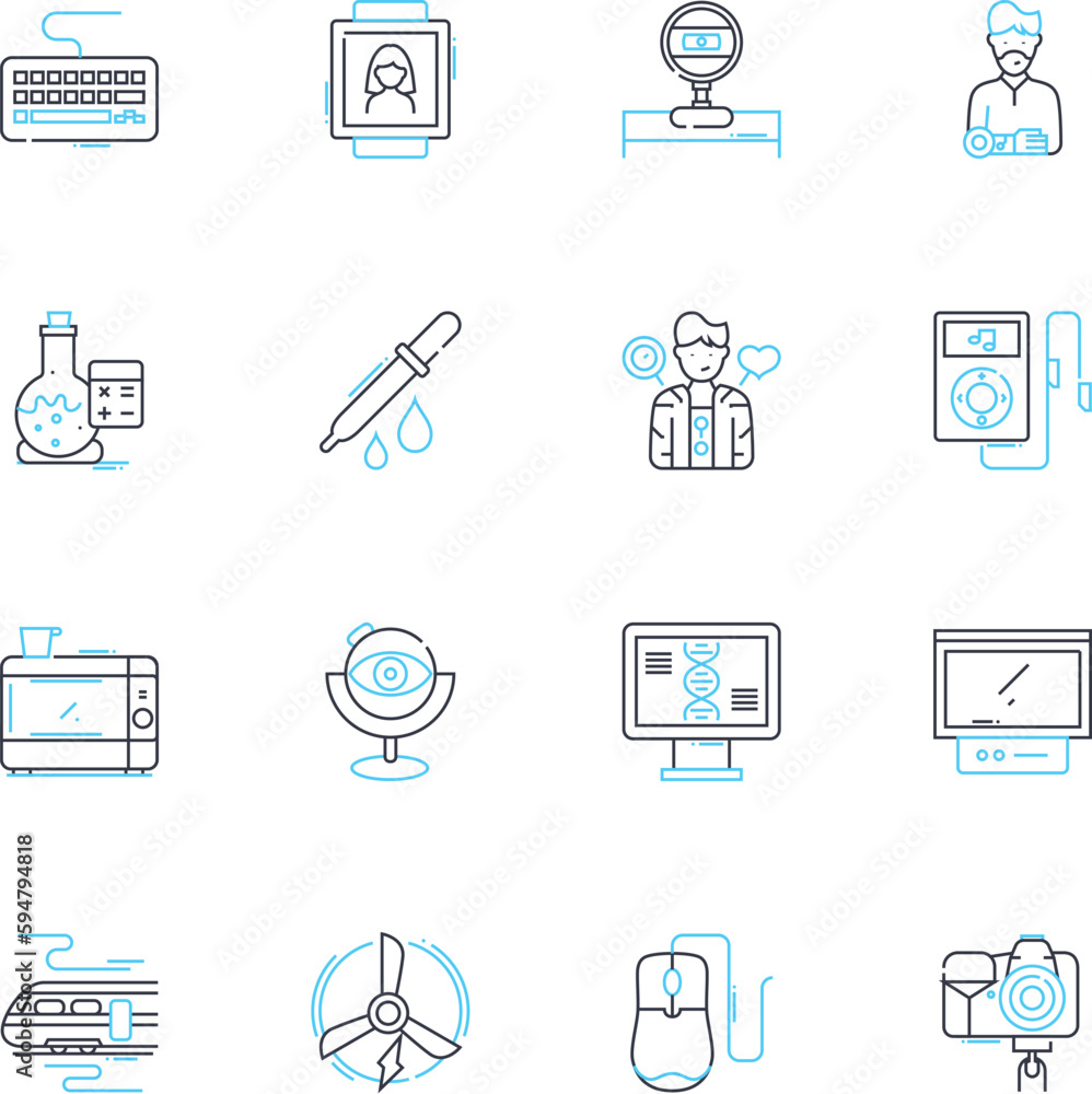 Synthetic biology linear icons set. Bioengineering, Genomics, Gene ...
