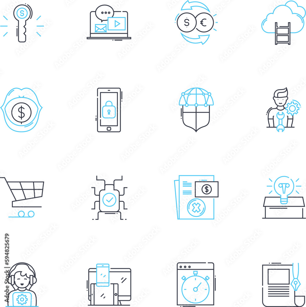 Performance linear icons set. Achievement, Ability, Acumen, Agility ...