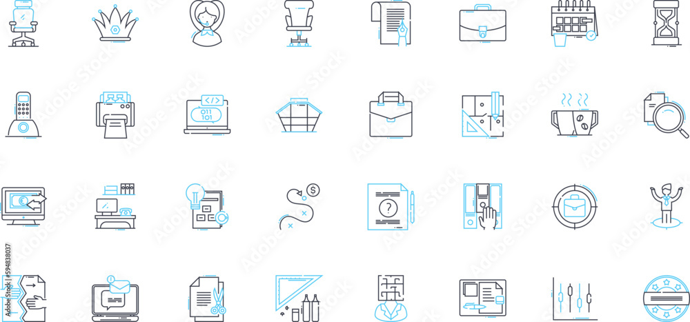 Vector de Stock Organizational chart linear icons set. Hierarchy ...