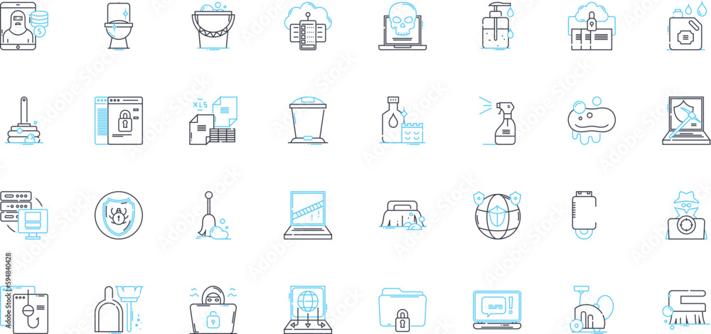 Sanitizing linear icons set. Cleanliness, Sterilization, Disinfection ...
