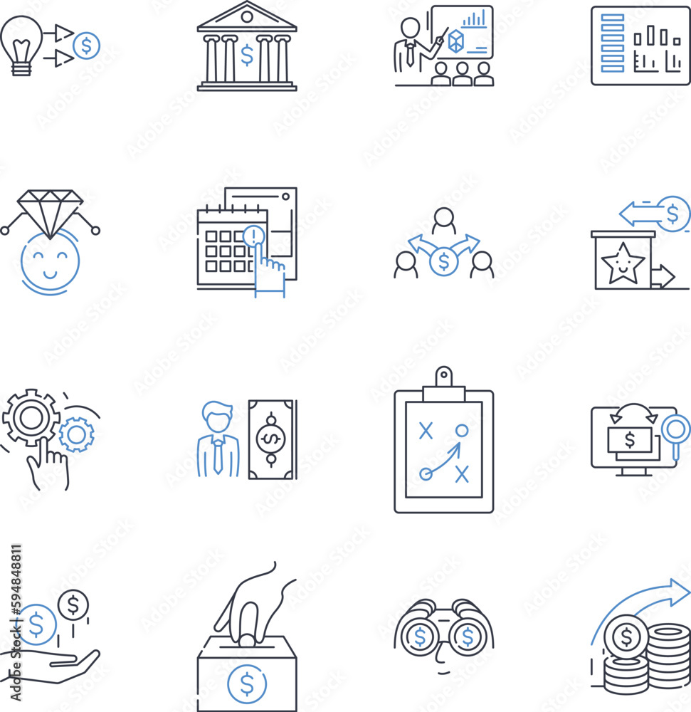 Vector de Stock financial oversight line icons collection. Auditing ...