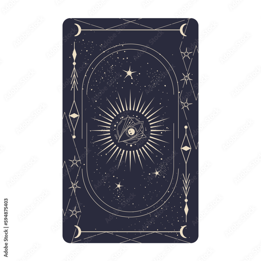 Tarot card set with mystic celestial border. Boho esoteric tarot card ...