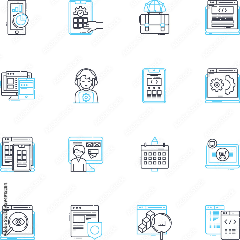 Niche marketing linear icons set. Segmentation, Positioning, Targeting ...
