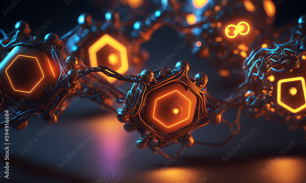 Glowing neural links network background. Illustration representing artificial intelligence ...