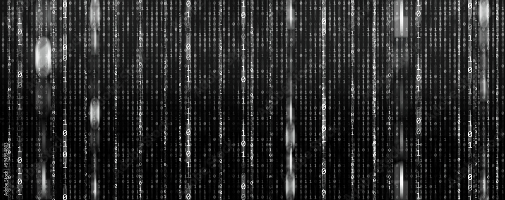 Binary Code backgrounds, a sequence of zero and one white number on a black background. Numbers ...