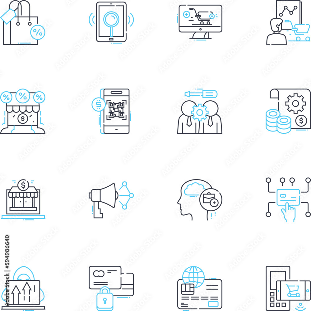 Vetor Competitive intelligence linear icons set. Analysis, Insights ...