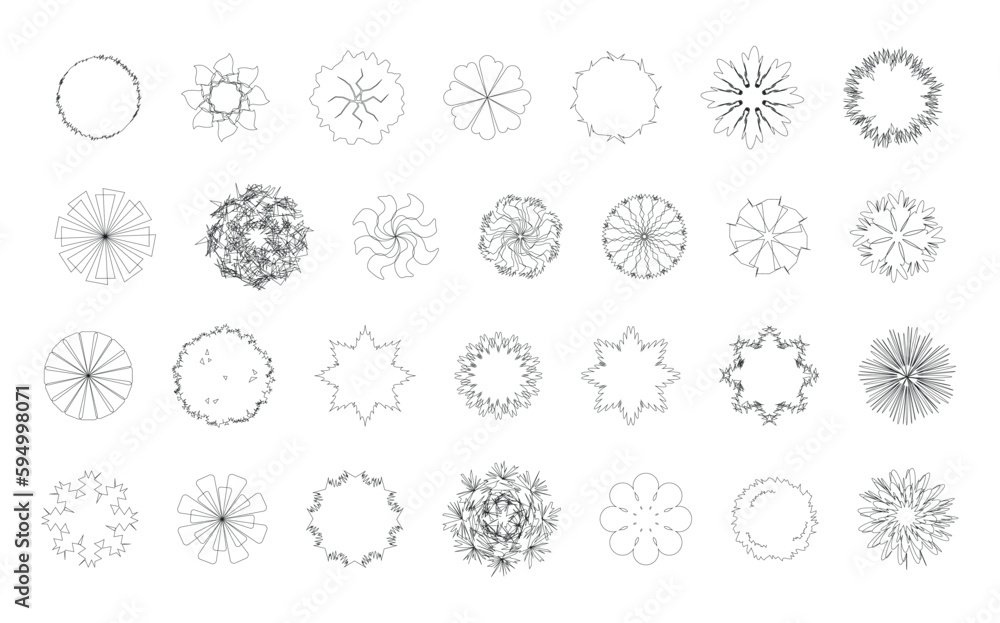 Vector set of trees for architectural, landscaping and interior ...