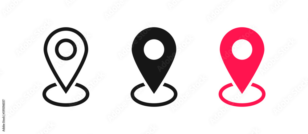 Map pin icon. Marker place symbol. Gps navigation signs. Destination ...