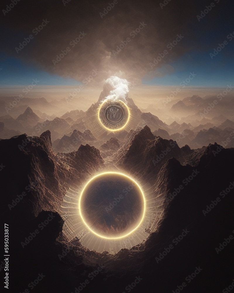 Sun Rising Over The Moon Stock Illustration Adobe Stock