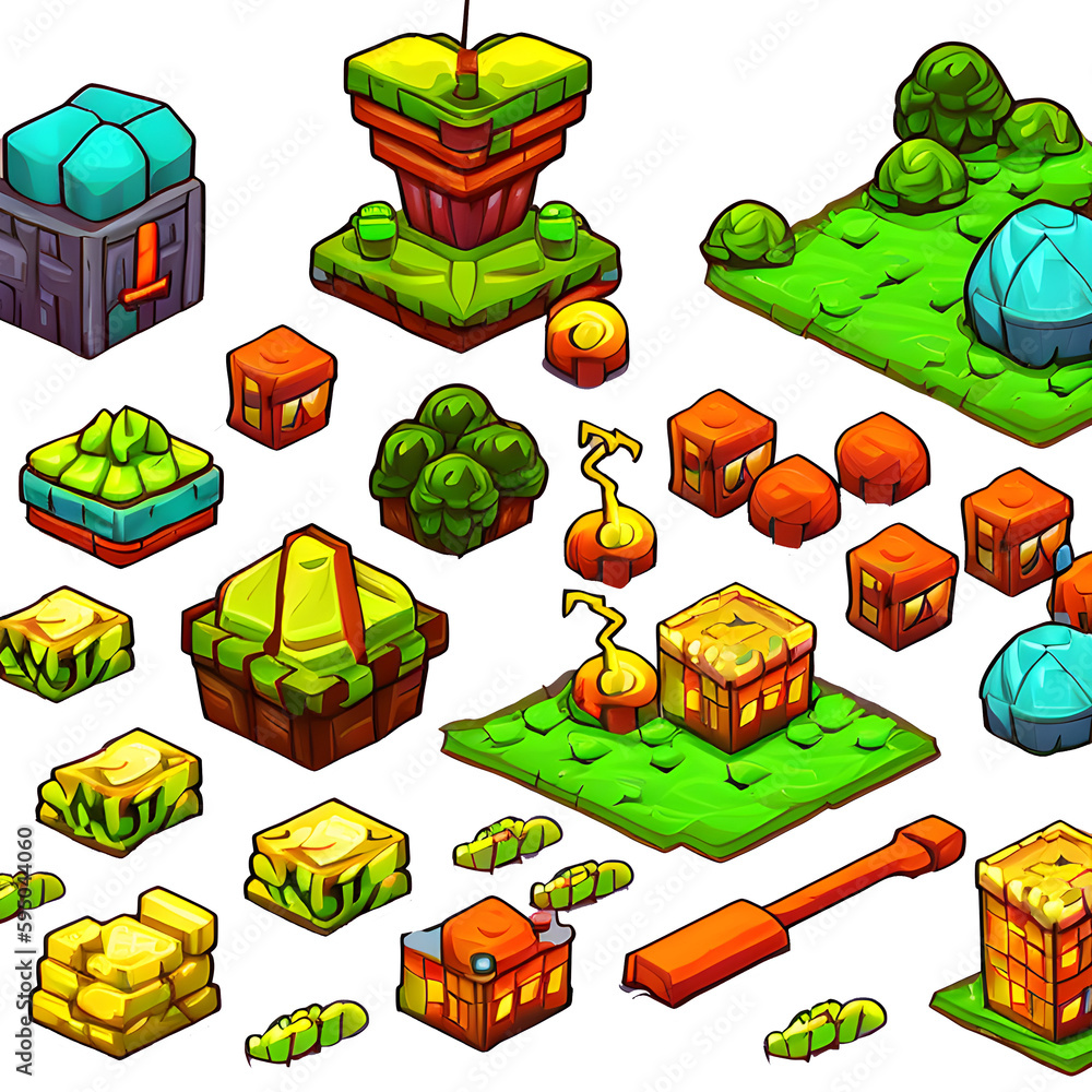 Isometric Props for Creating Worlds and Gaming Environments. Outline ...
