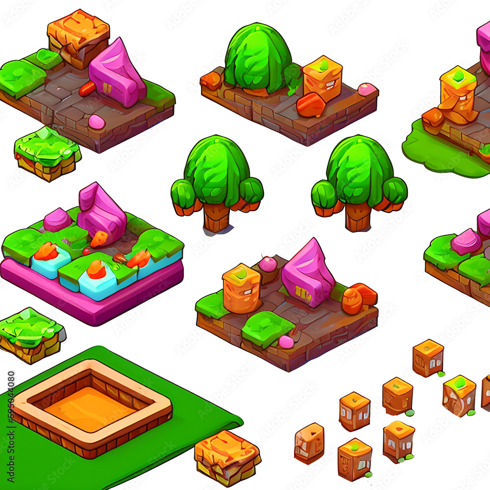 Isometric Props for Creating Worlds and Gaming Environments. Outline ...