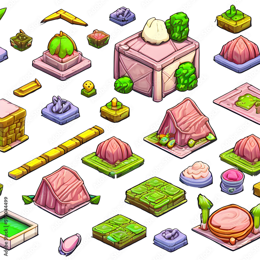 Isometric Props for Creating Worlds and Gaming Environments. Outline ...
