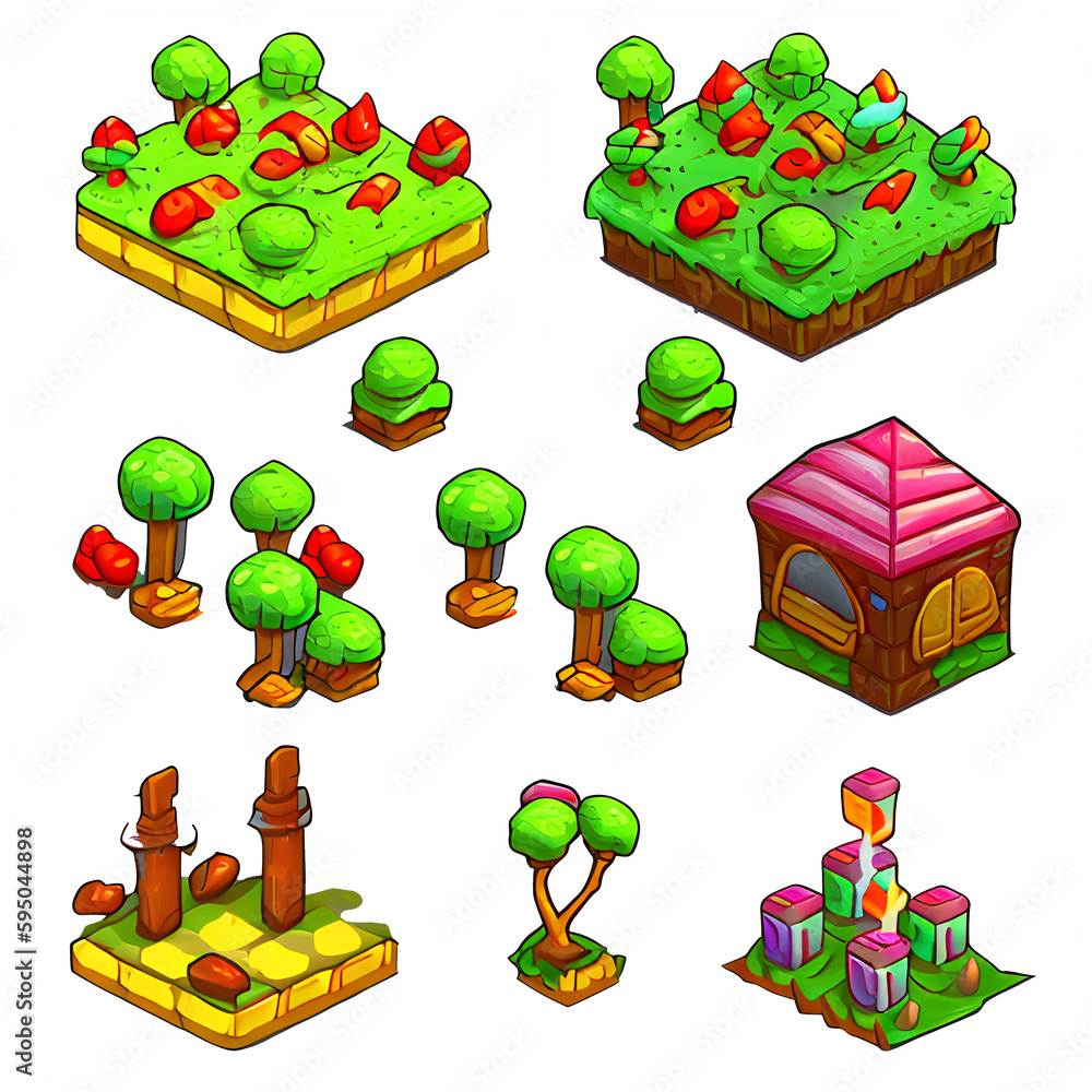 Isometric Props for Creating Worlds and Gaming Environments. Outline ...