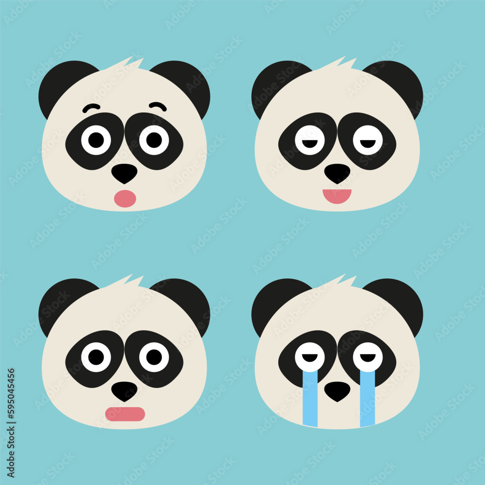 Panda emoji icon set. Emoji Messenger. Safari animal icons. Kawaii ...