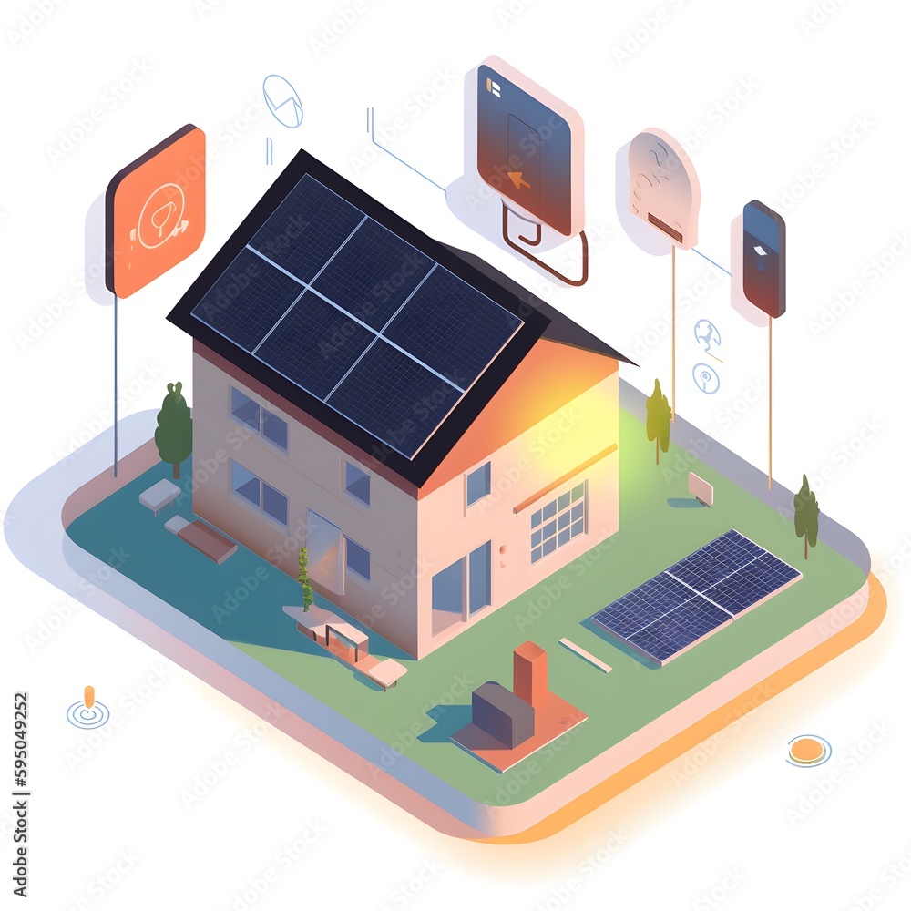 Cartoon illustration of smart home. Witness the seamless integration of ...