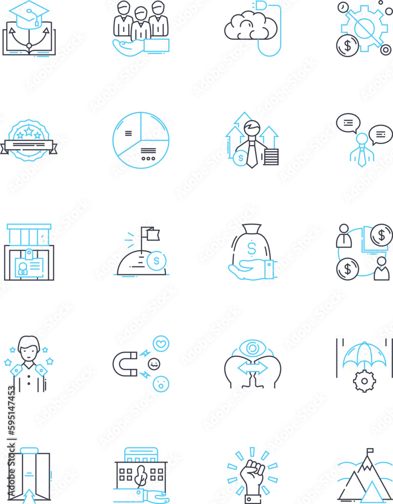 Strategic management linear icons set. Planning, Strategy, Execution ...