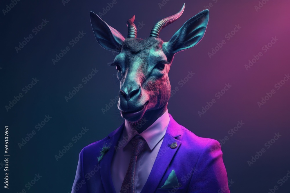 Anthropomorphic antelope dressed in a suit like a businessman. Business ...