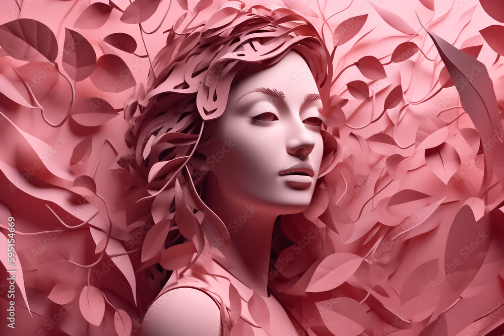 paper art and colour paper cut of the woman shape with the layer and ...
