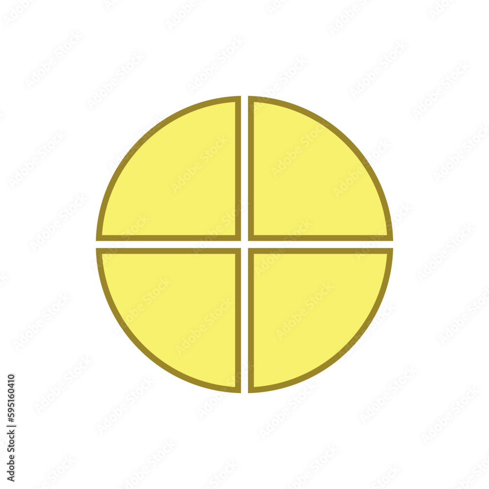 Four parts of circle. Pie chart with four same size sectors. Vector ...