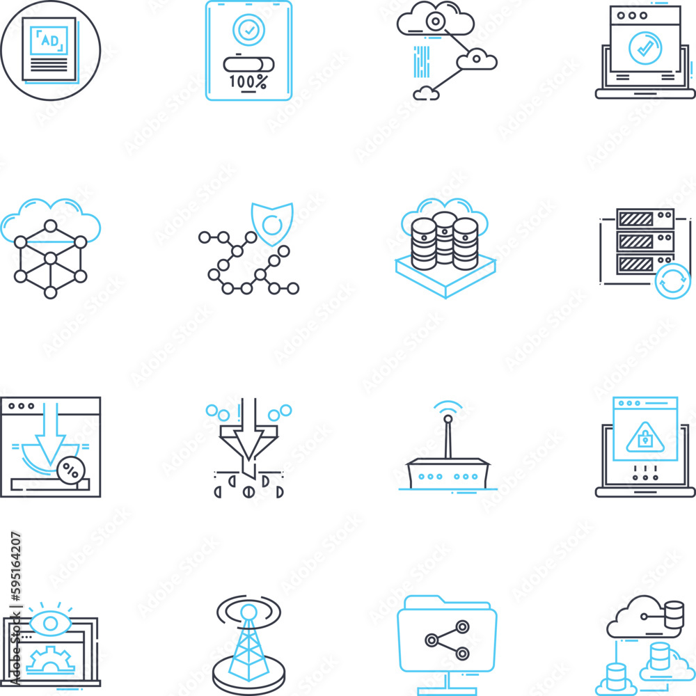 Machine media linear icons set. Robotics, Automation, Artificial ... Machine media linear icons set. Robotics, Automation, Artificial ...
