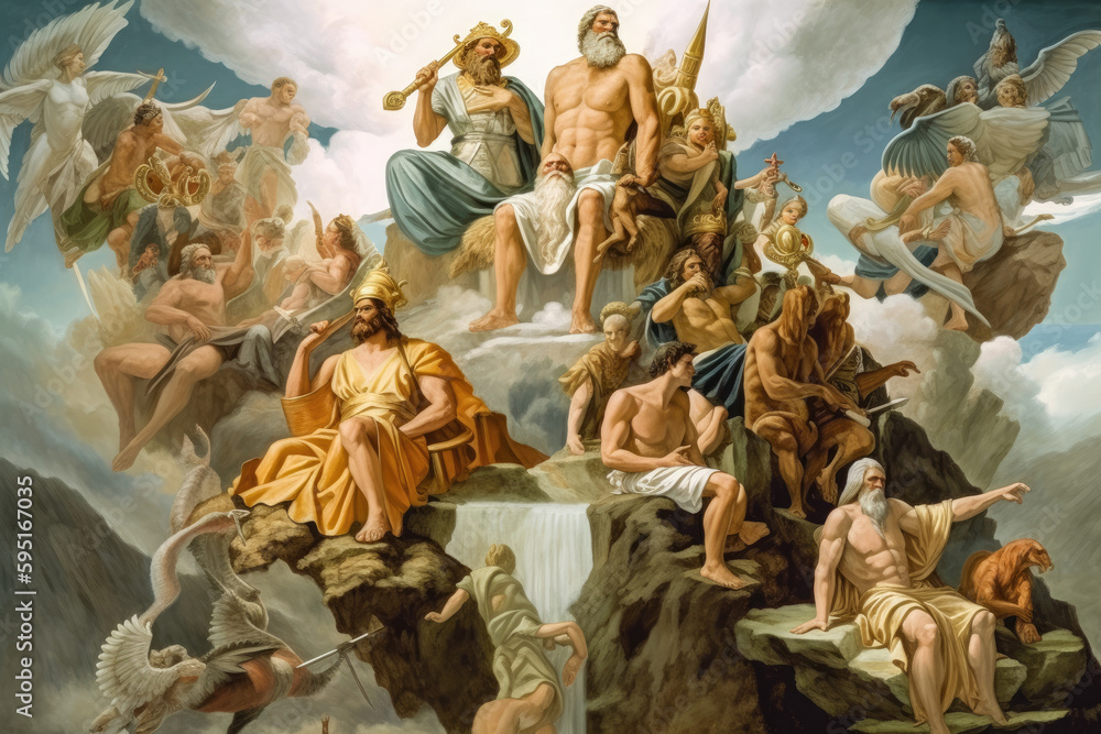 Olympian greek gods and goddess on Mt. Olympus, generative ai Stock Illustration | Adobe Stock