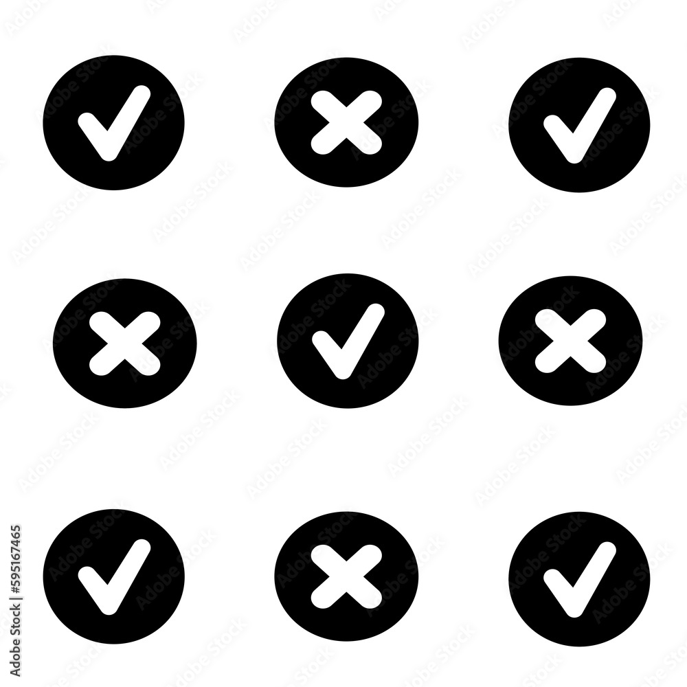 Check Mark Cross Circle Icon Checkmark Checklist Illustration Tick X ...