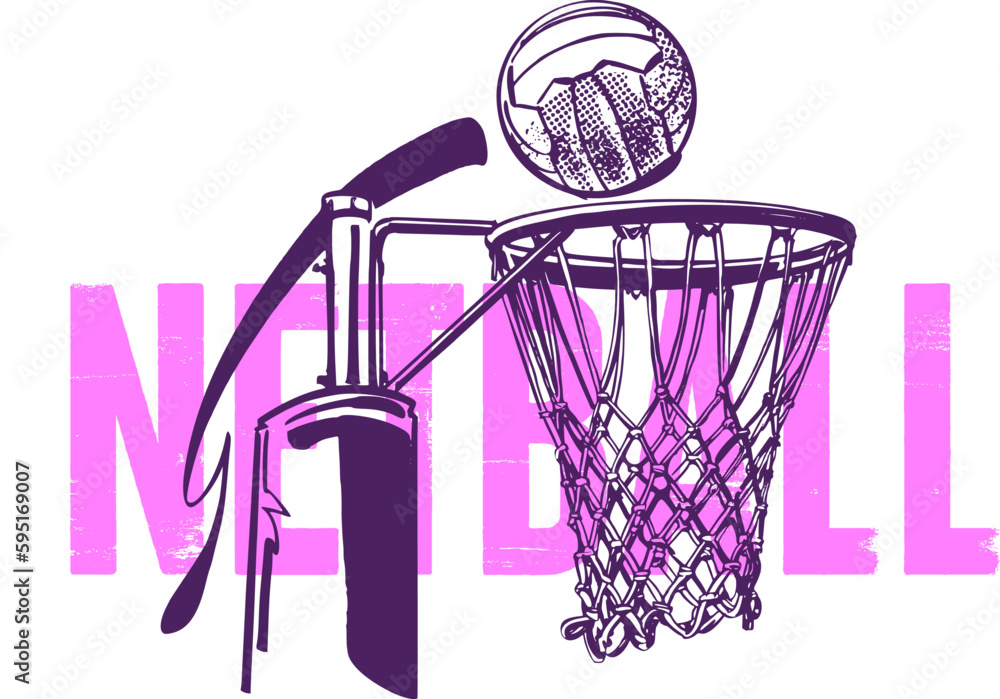 vector illustration of the Netball ball and hoop Stock Vector | Adobe Stock