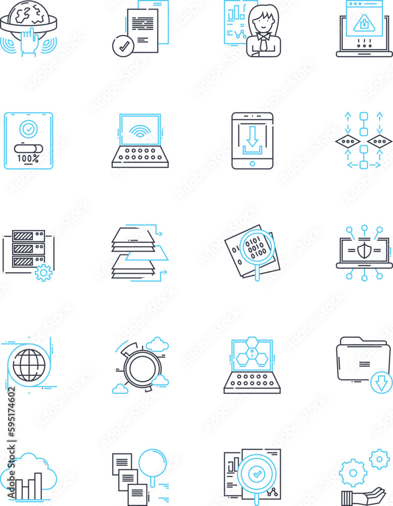 Artificial Learning Linear Icons Set Algorithm Data Driven Automation Machine Neural