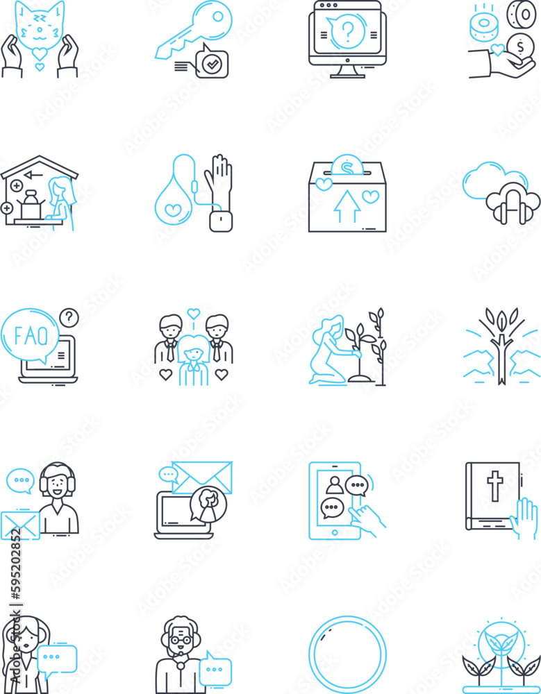 Emotional Management linear icons set. Resilience, Self-control, Coping ...