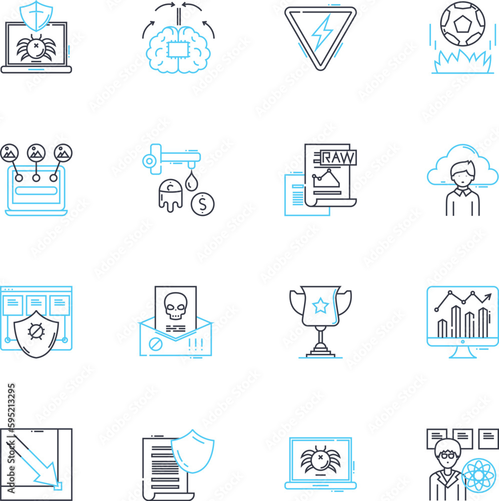 Data mining linear icons set. Clustering, Association, Regression, Classification, Outlier ...