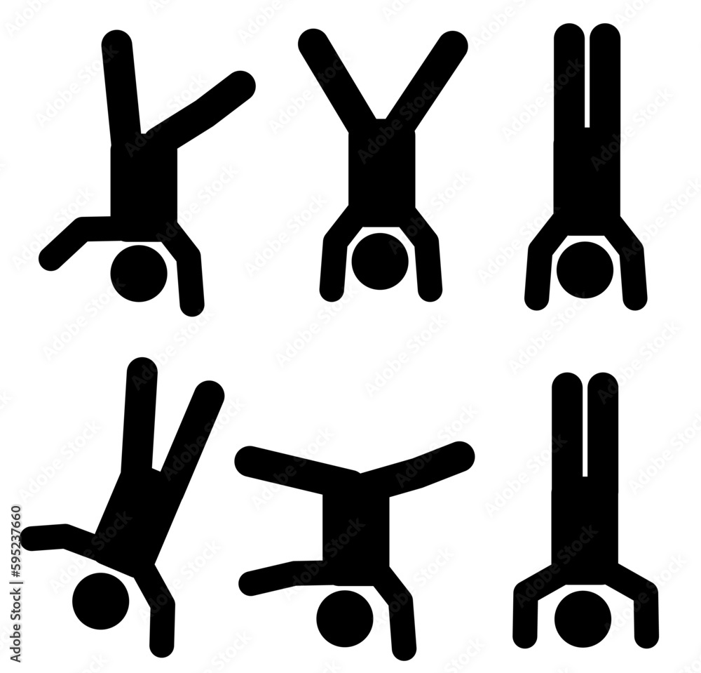 Handstand vector clip art, stick figure, pictogram, stickman Stock ...