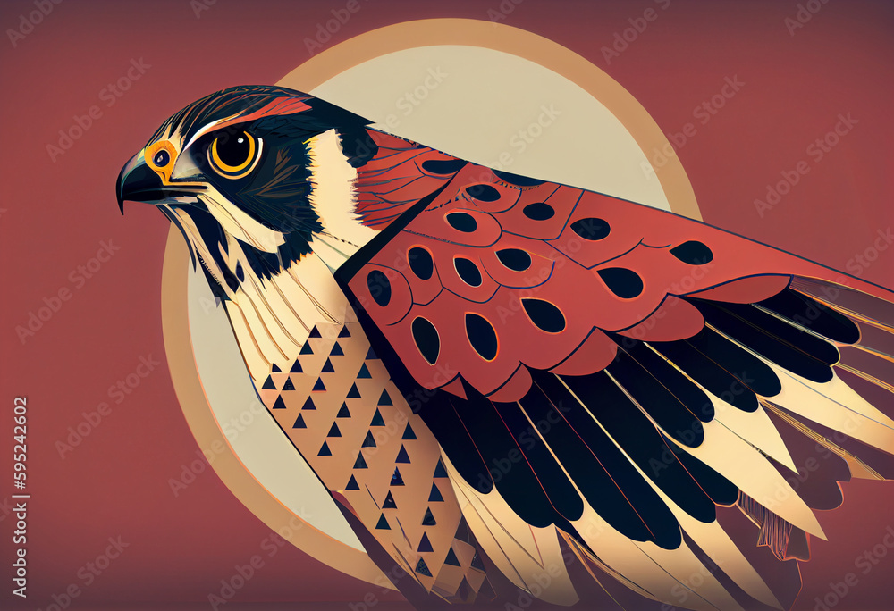 Design a visually stunning digital image of a regal and powerful falcon ...