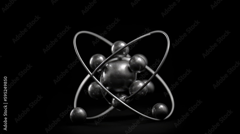 Minimalist Atom Background: Simple Black and White Image with Space for ...