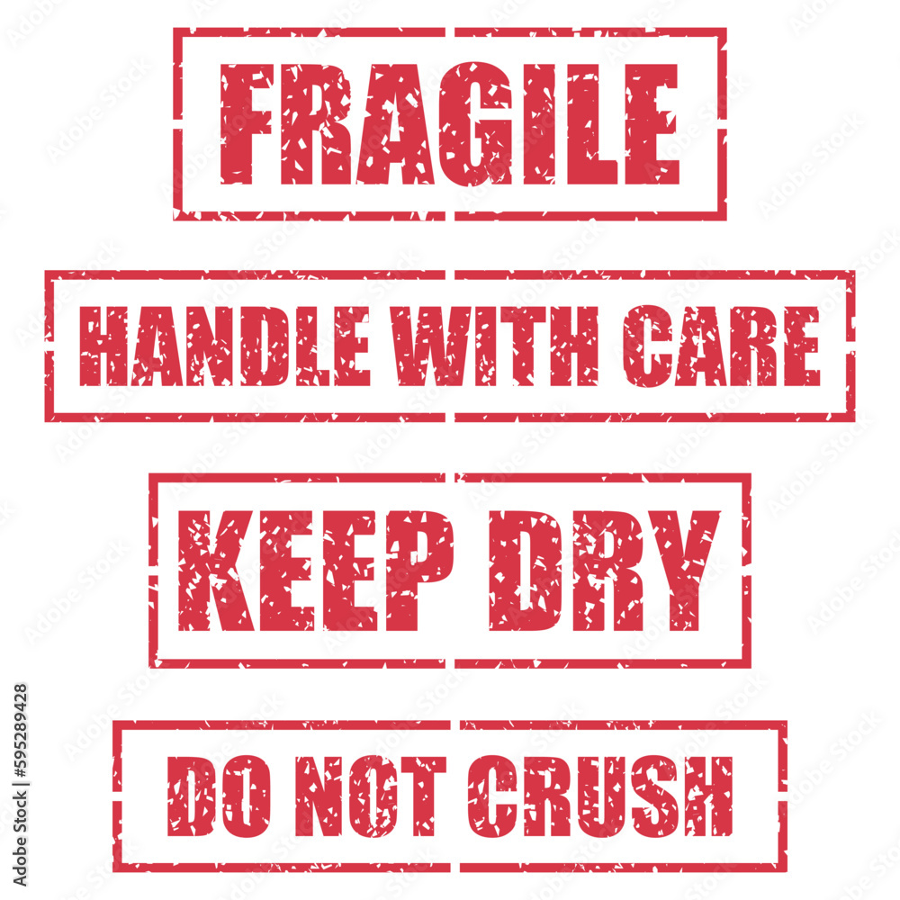 Vector fragile grunge rubber stamp. Shipping mark. Handle with care ...