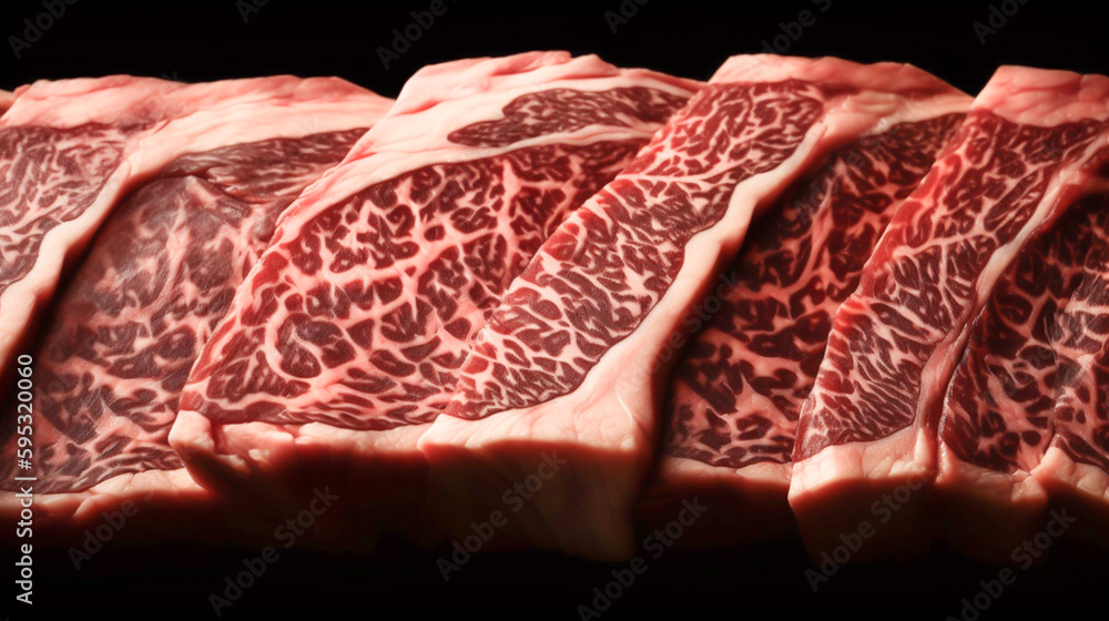 Japanese Wagyu A5 beef with high-marbled Background texture. Kobe wagyu ...