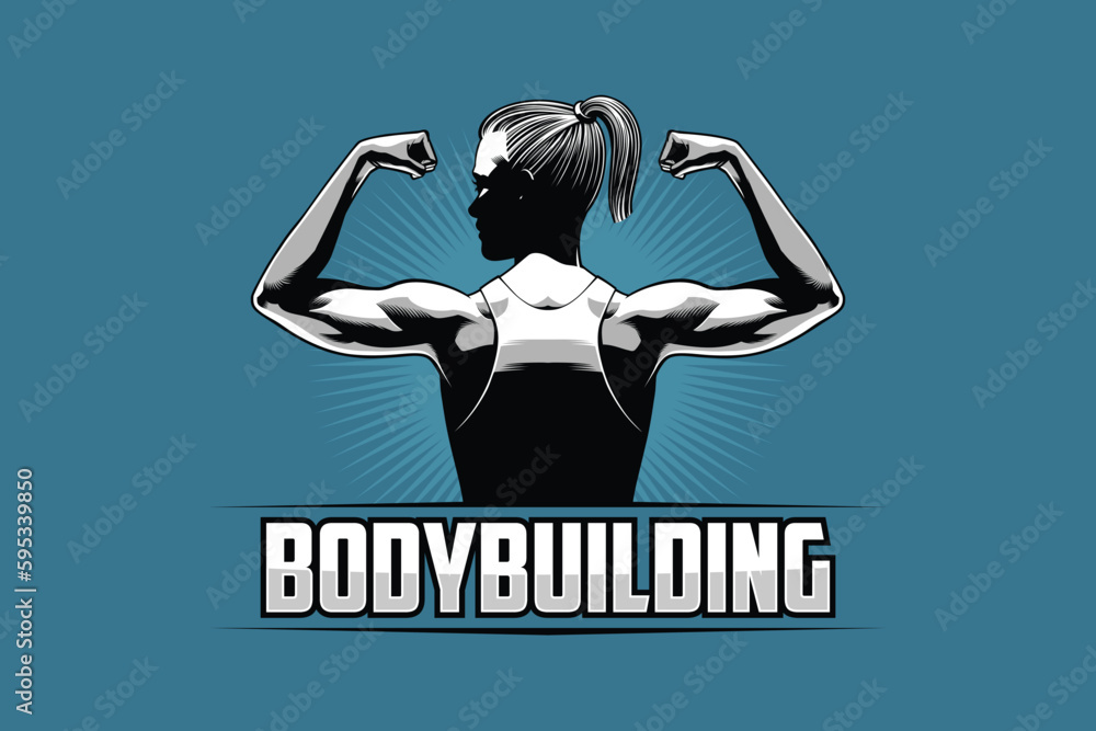 Female Bodybuilder Showing Arms and Back Muscles Stock Vector | Adobe Stock