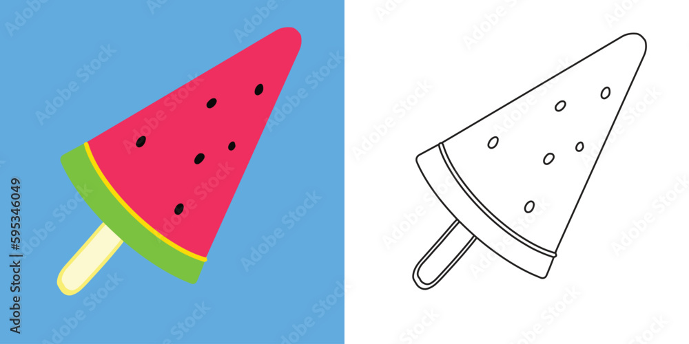 Coloring page watermelon ice cream. Coloring book for children ...